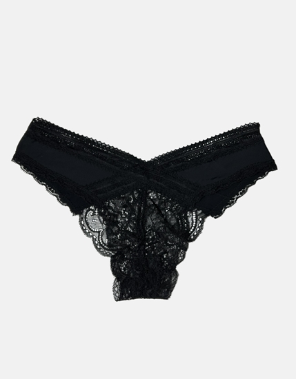 Brazilian εσώρουχο μονόχρωμο με δαντέλα | Inshoes.gr Μαύρο